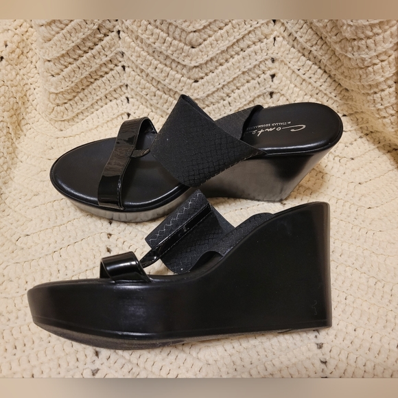 Italian Shoemakers | Shoes | Contesa Wedges Made In Italy Black ...